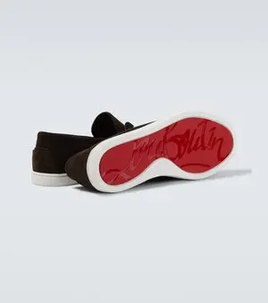 CHRISTIAN LOUBOUTIN Chambeliboat Suede Slip-on Shoes - Brown