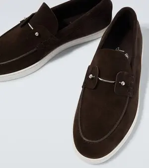 CHRISTIAN LOUBOUTIN Chambeliboat Suede Slip-on Shoes - Brown