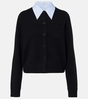 Dorothee Schumacher Wool And Cashmere Cardigan With Detachable Collar - Black