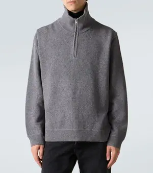 FRAME Wool And Cotton Half-zip Sweater