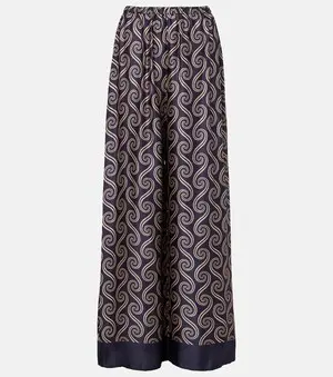 Faithfull The Brand Jensen Printed Satin Palazzo Pants - Blue