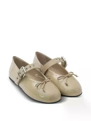 Miu Miu Buckled Ballet Flats - Neutrals
