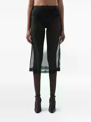 Gcds Lace Trimmed Sheer Midi Skirt