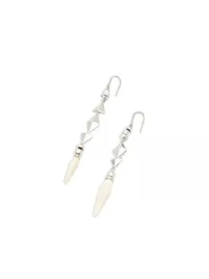 Isabel Marant Étoile Tone Asymmetric Drop Earrings With Buffalo Bone Detail - Silver