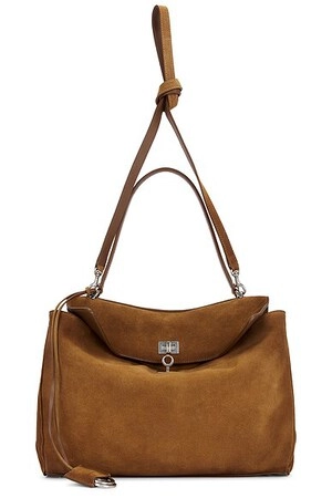 Balenciaga Rodeo Medium Suede Top Handle Bag - Camel