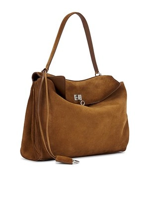 Balenciaga Rodeo Medium Suede Top Handle Bag - Camel