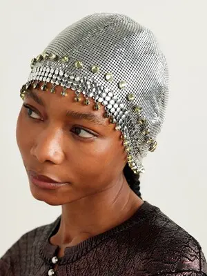 Rabanne Fringed Crystal-embellished Chainmail Hat