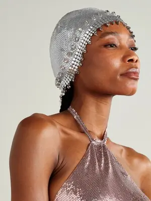 Rabanne Chainmail Hat With Crystal Embellishments And Fringe