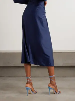 Rabanne Draped Satin-jersey Midi Skirt
