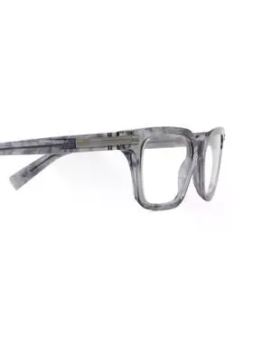 Zegna Striped Rectangle Eyeglasses - Grey