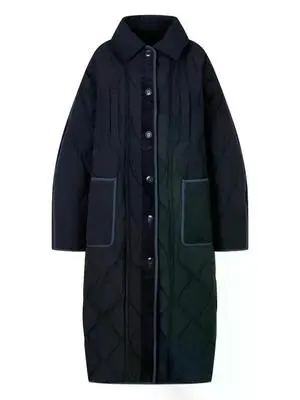 STUDIO TOMBOY Detachable Collar Quilted Coat - Blue