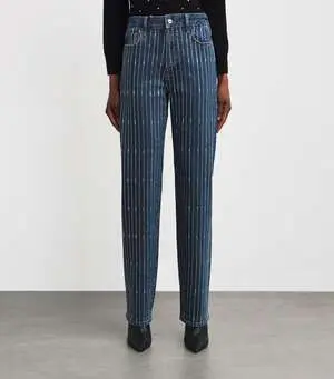 Paige Embellished Stevie High-rise Straight Jeans