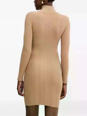 Guess Zip-neck Ribbed Mini Dress