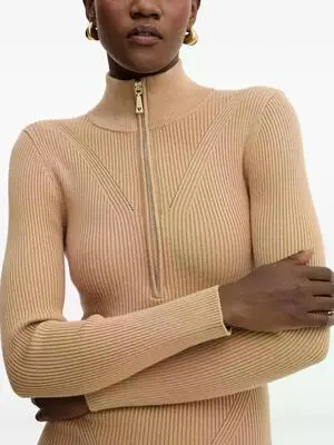 Guess Zip-neck Ribbed Mini Dress