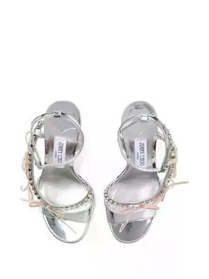 JIMMY CHOO Lula Crystal-embellished Bow Sandals - Silver