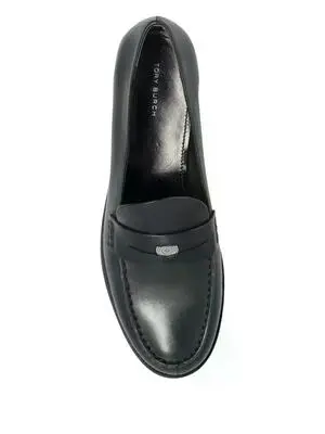 Tory Burch Leather Penny-slot Loafers - Black