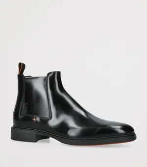 Santoni Leather Easy-on Chelsea Boots