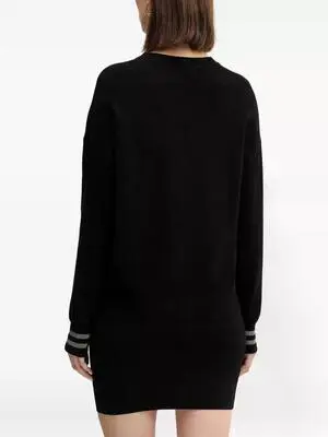 Guess Logo Appliqué Sweater With Striped Cuffs