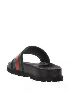 Gucci Web Stripe Slides - Black