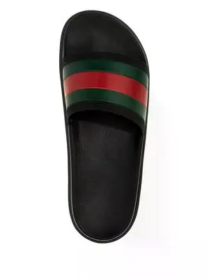 Gucci Web Stripe Slides - Black