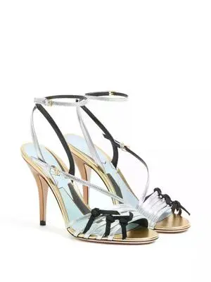 Valentino Garavani Nodine Sandals In Laminated Nappa - Silver