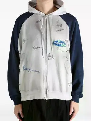 Balenciaga Banana Raglan Oversized Zip Graphic Hoodie - Neutrals