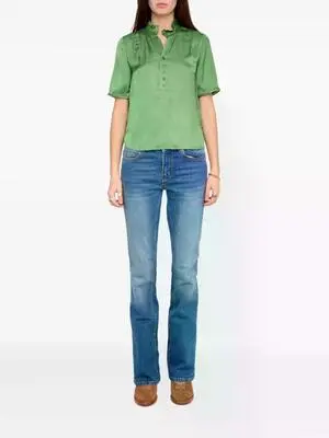 Zadig&Voltaire Topher Ruffled Satin Top - Green
