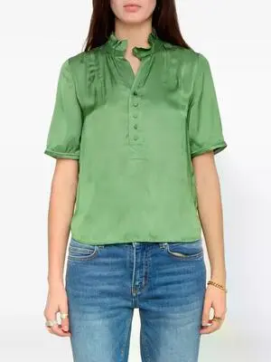 Zadig&Voltaire Topher Ruffled Satin Top - Green