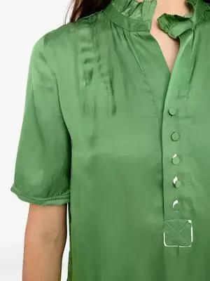 Zadig&Voltaire Topher Ruffled Satin Top - Green
