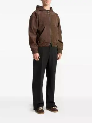 Manière De Voir Faux-suede Hooded Crop Jacket