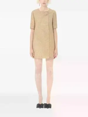 Valentino Garavani Lurex Tweed Mini Dress With Jewel Embellishment