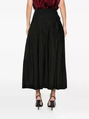 LANVIN Pleated Basque Midi Skirt - Black