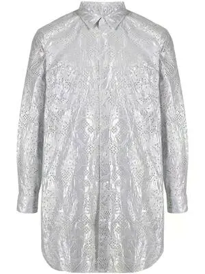 Comme Des Garçons Perforated-detail Long Shirt - Silver