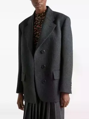 Prada Buttoned Chevron Wool Jacket
