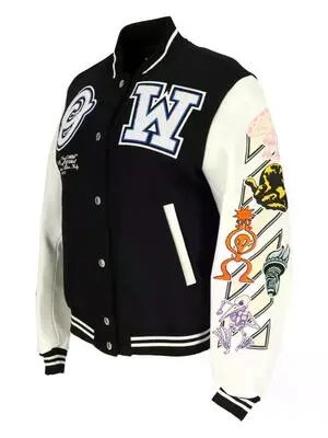 Off-White Long-sleeve Bomber Jacket With Embroidered Details