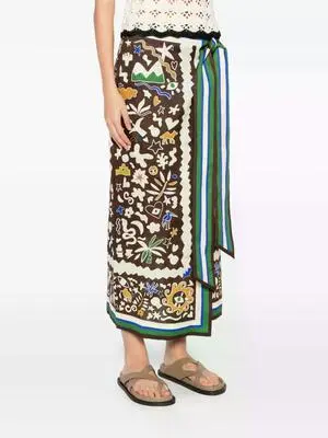 ALEMAIS Maroc Graphic Print Midi Wrap Skirt