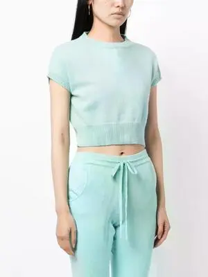 TEDDY CASHMERE Genova Sleeveless Cropped Jumper - Blue
