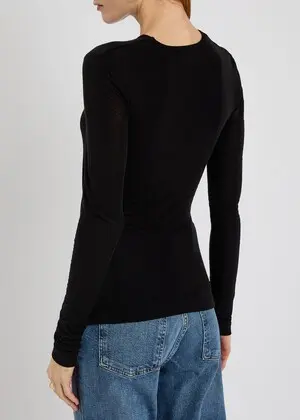 AGOLDE Eve Draped Jersey Top - Black