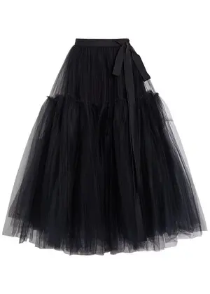 Erdem Bow-embellished Tulle Midi Skirt