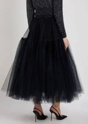 Erdem Bow-embellished Tulle Midi Skirt