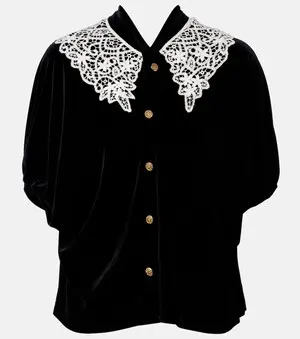 Junya Watanabe Lace Collar Jersey Top