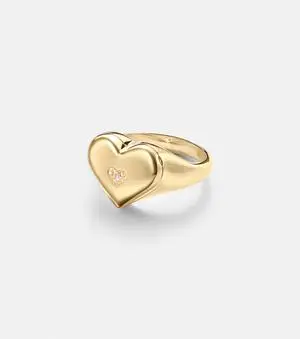 SYDNEY EVAN 14kt Yellow Diamond Heart Locket Ring - Gold