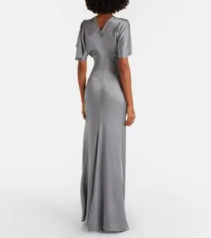 Victoria Beckham Isabella Gathered Satin Gown - Grey