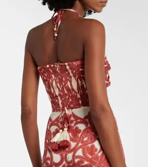 Poupette St Barth Collina Printed Satin Midi Dress