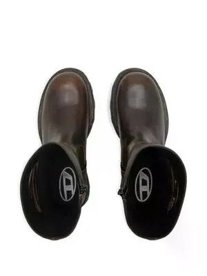 DIESEL® D-hammer Cut-out Leather Ankle Boots With Oxidised Hardware - Brown