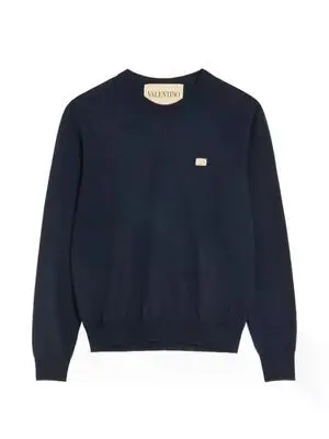 Valentino Garavani Vlogo Patch Wool Crew Neck Sweater
