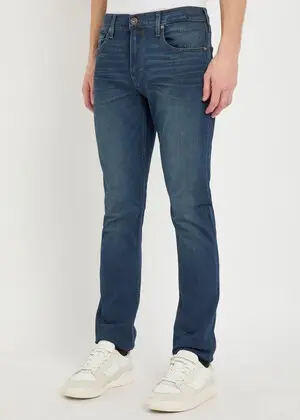 Paige Lennox Slim-leg Denim Jeans - Mid Blu