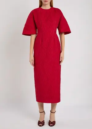ROKSANDA Falah Cloqué Midi Dress - Red