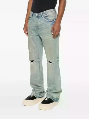 PURPLE BRAND Cotton Bootcut Jeans With Rip Detail