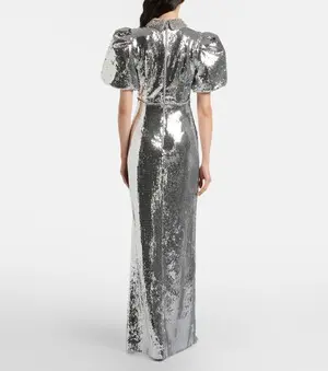 Rebecca Vallance Olympia Sequined Puff-sleeve Gown